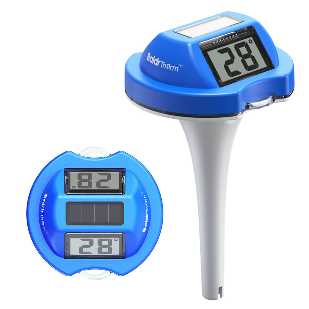 BALDR Solar Pool Thermometer – Wireless, IP68, Dual-Screen | Blue