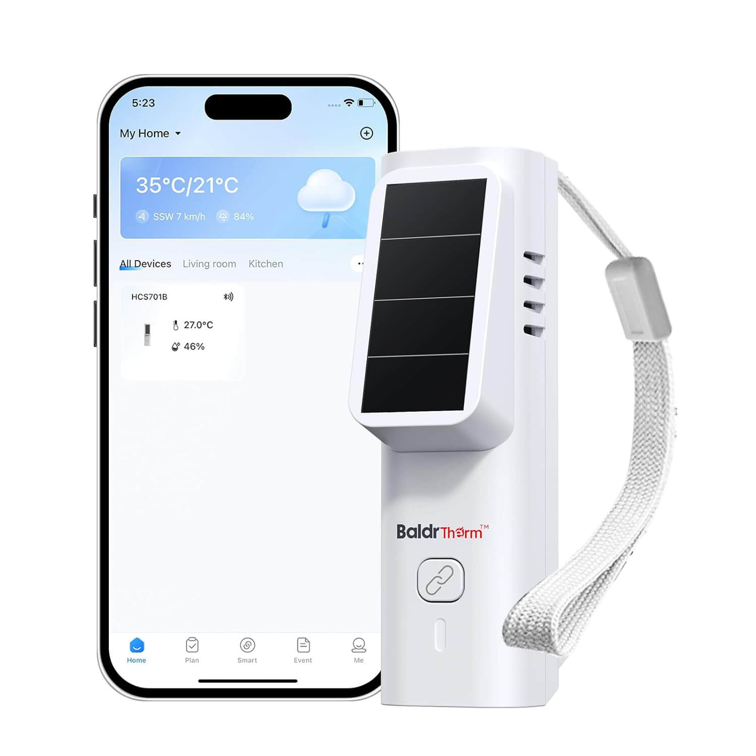 BaldrTherm Solar Bluetooth Temp & Humidity Monitor – 1-Pack White – BALDR